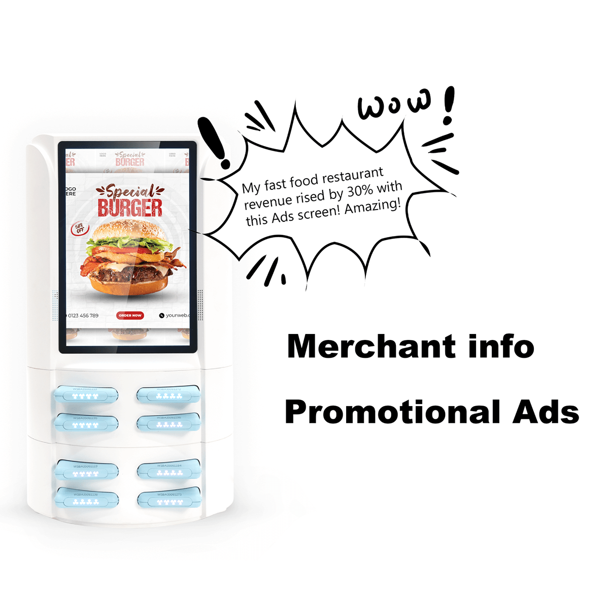 Sharing Power Bank Station with LCD Ads Screen